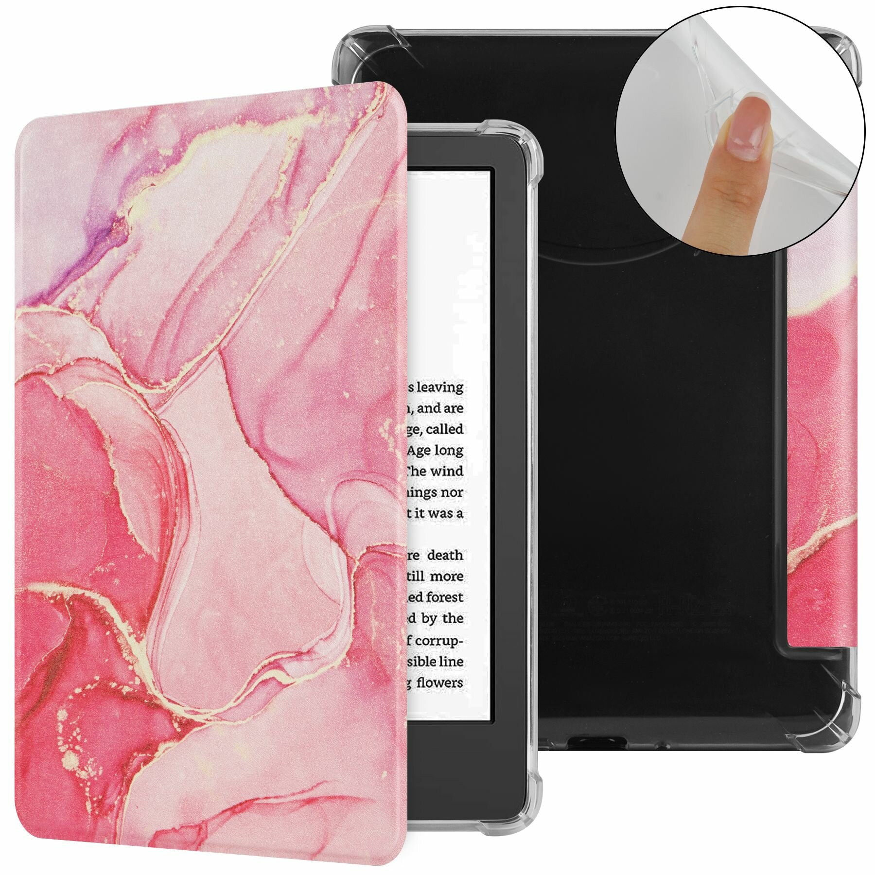 Чехол-книжка CLEAR TPU для Amazon Kindle PaperWhite 5 (6.8", 2021 г, модель M2L3EK / M2L4EK) Marble Red