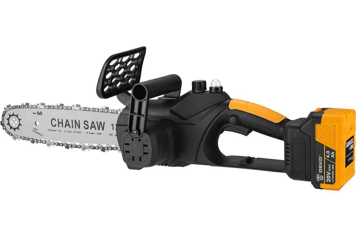 Пила цепная электрическая Deko DKCHS 20, 2х4 Ач, 2150 об/мин, 20 В, 12 дюймов (30 см)