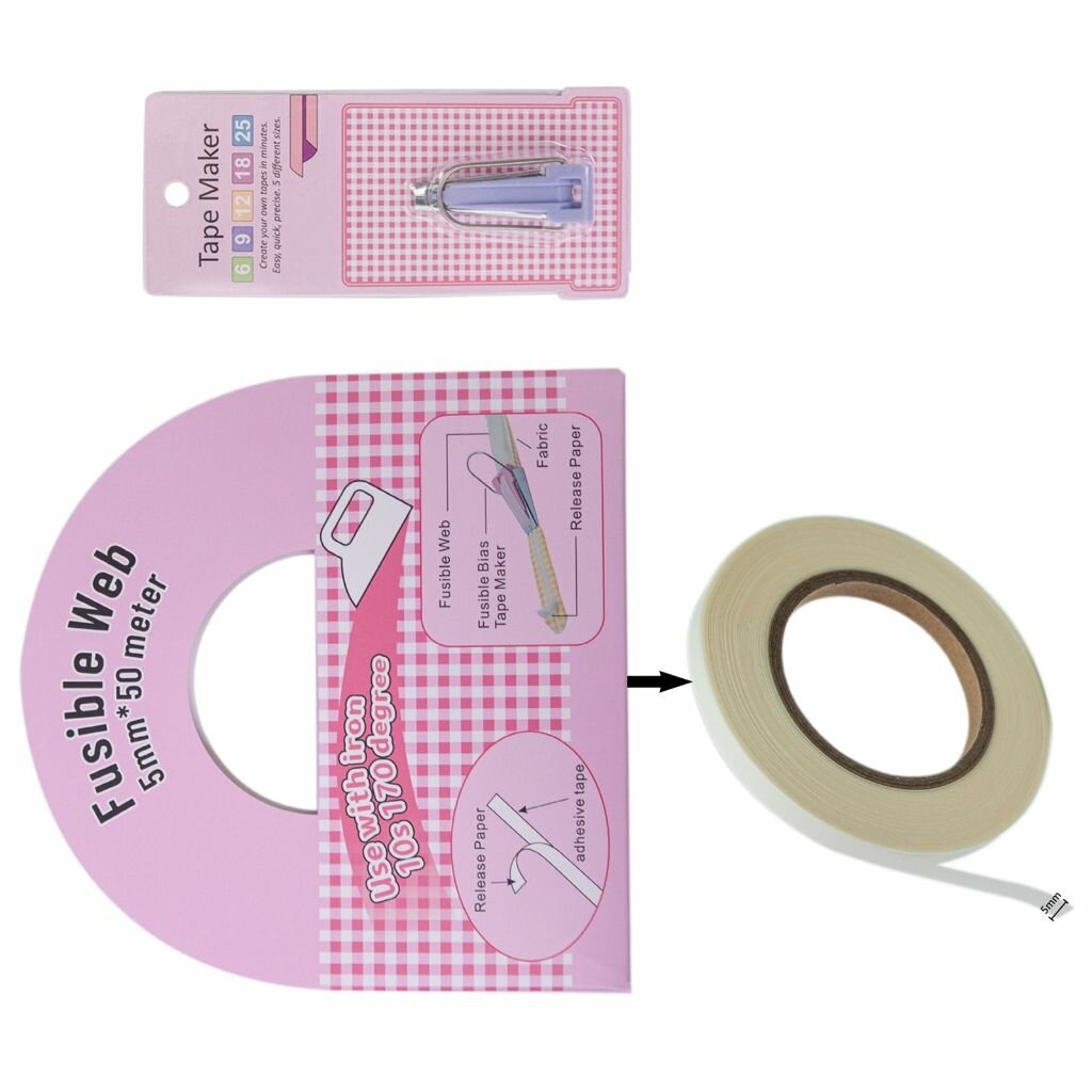 Косая бейка с клеевым слоем и инструментом (размер 1/4 дюйма, 3/8 1/2 3/4 1 дюйм) для шитья пошива одежды