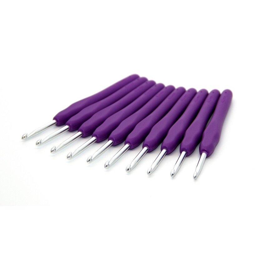 Крючки для вязания Рукоделие односторонние алюминиевые, с силиконовой ручкой, 4 мм, 10 шт