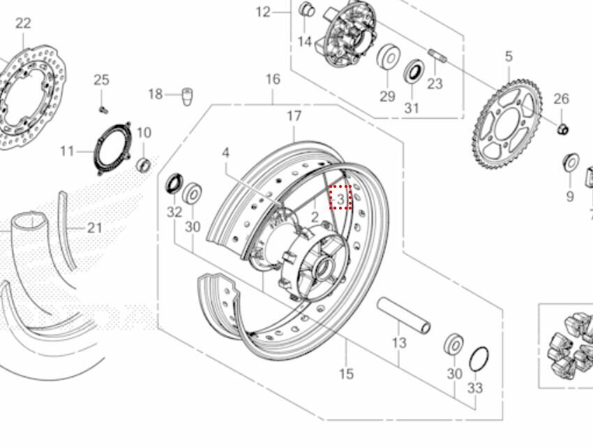 Спица B заднего колеса (левая сторона) для мотоцикла Honda CRF1000/1100/XL750 (Оригинал)