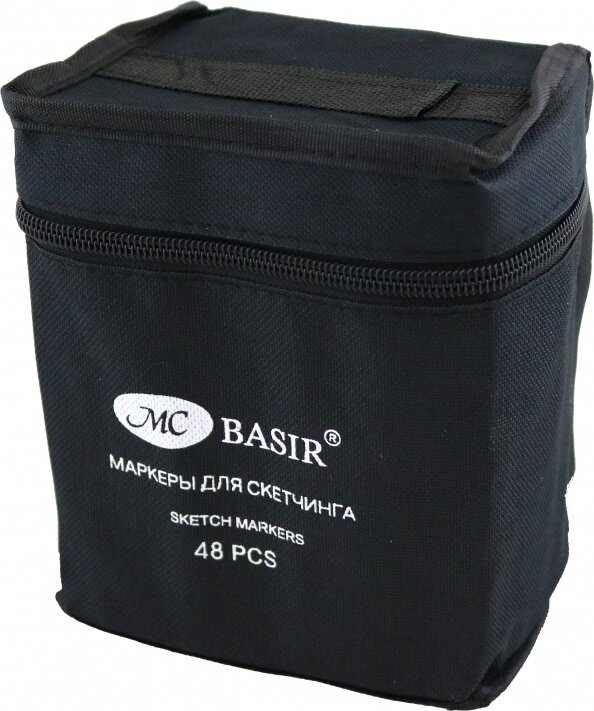 Набор скетчмаркеров Miraculous 48 цветов, двусторонние 1.0-7.0 мм, белый четырехгранный корпус, черная тканевая сумка (МС-5190-48)