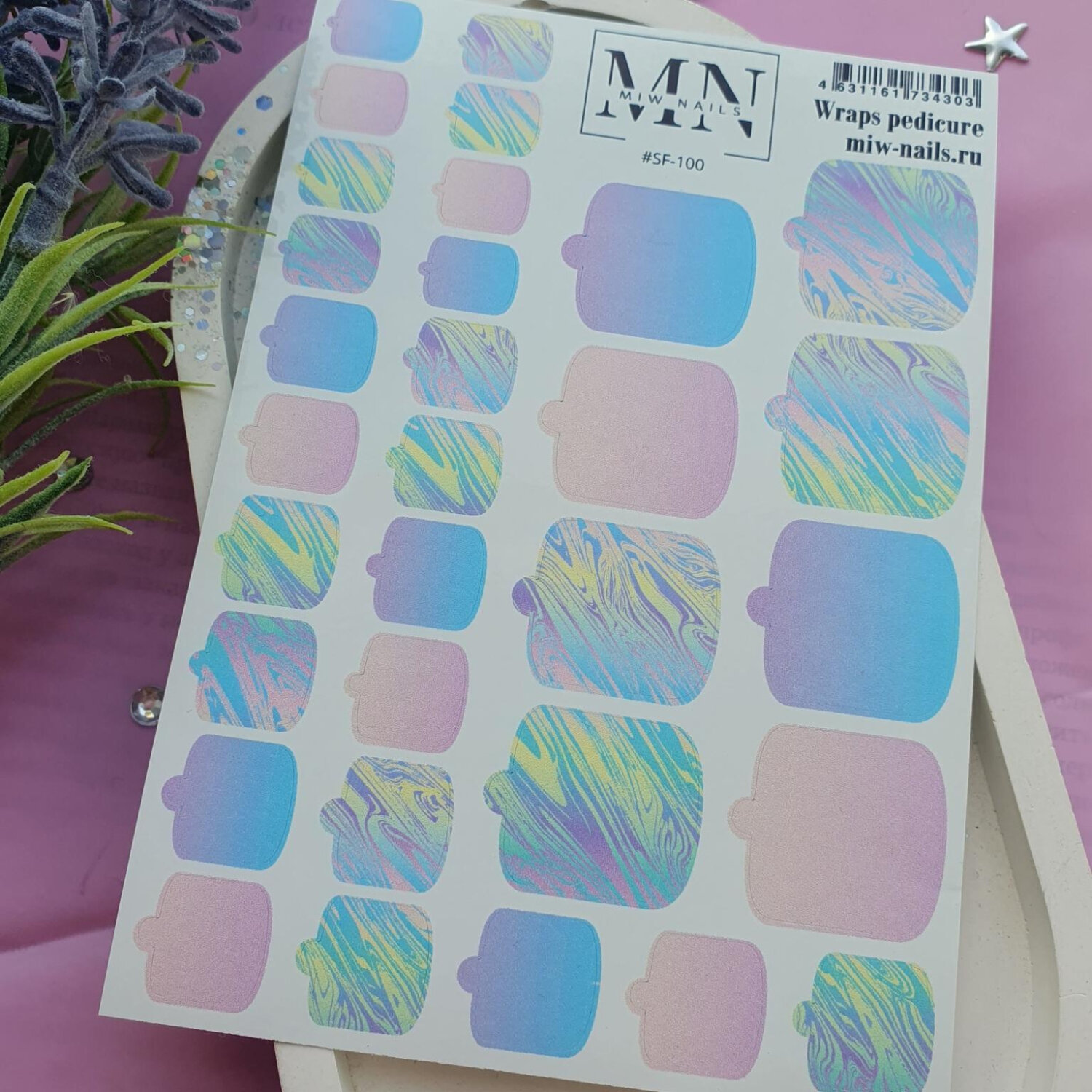 Пленки для педикюра Miw Nails Wraps stickers SF-100