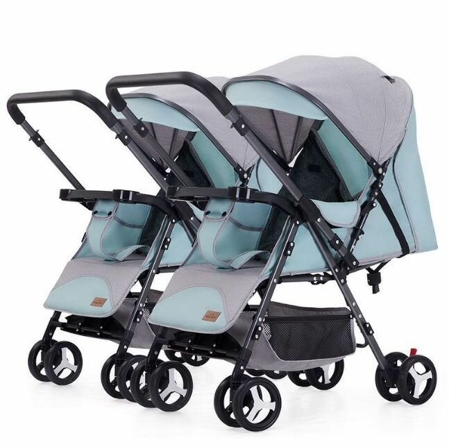 Съемная детская коляска для близнецов, SB-TF1, для двойни и перекидной ручкой, светло-синий
