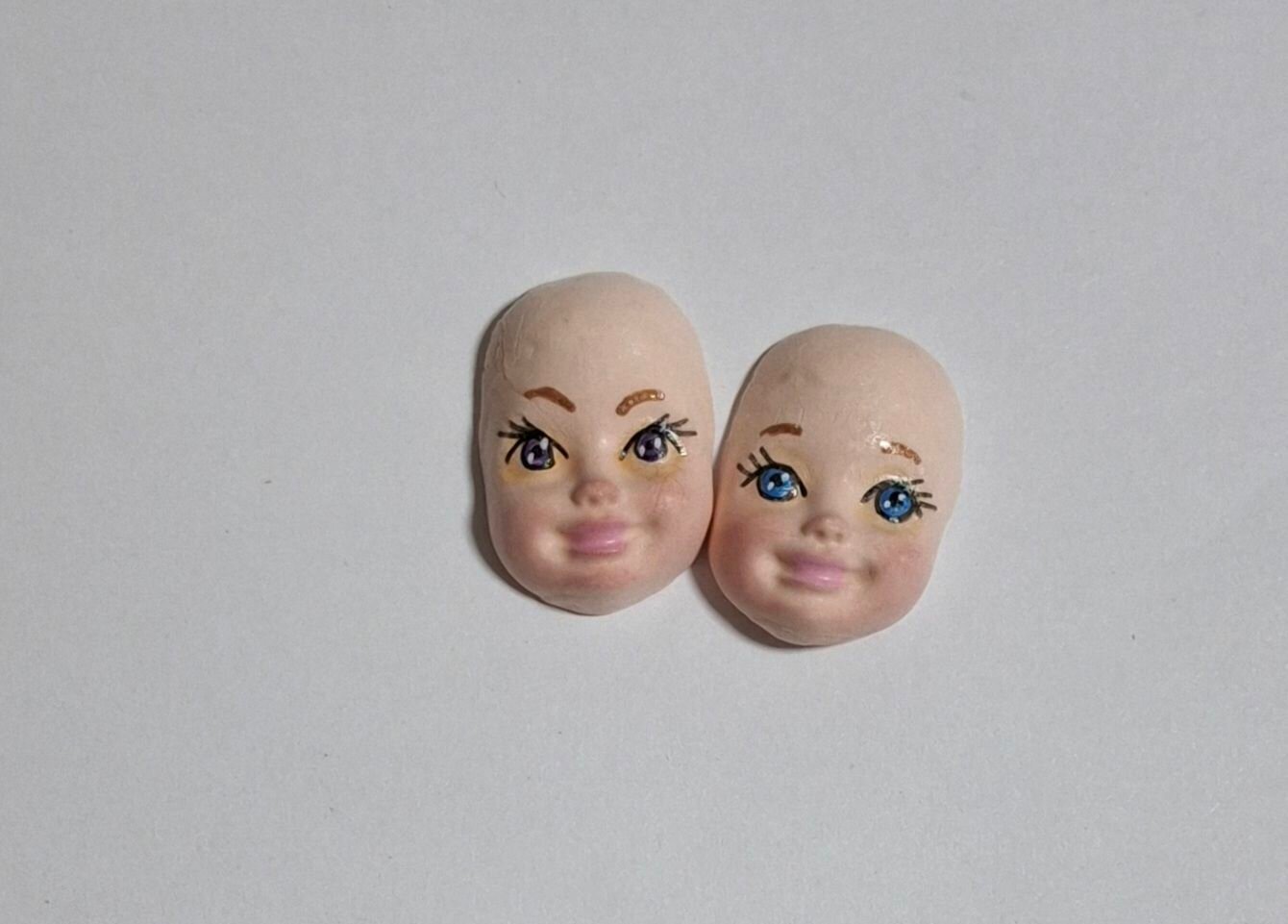 Набор лиц - 2 шт, для ватной игрушки, раскрашенные, ручная работа
