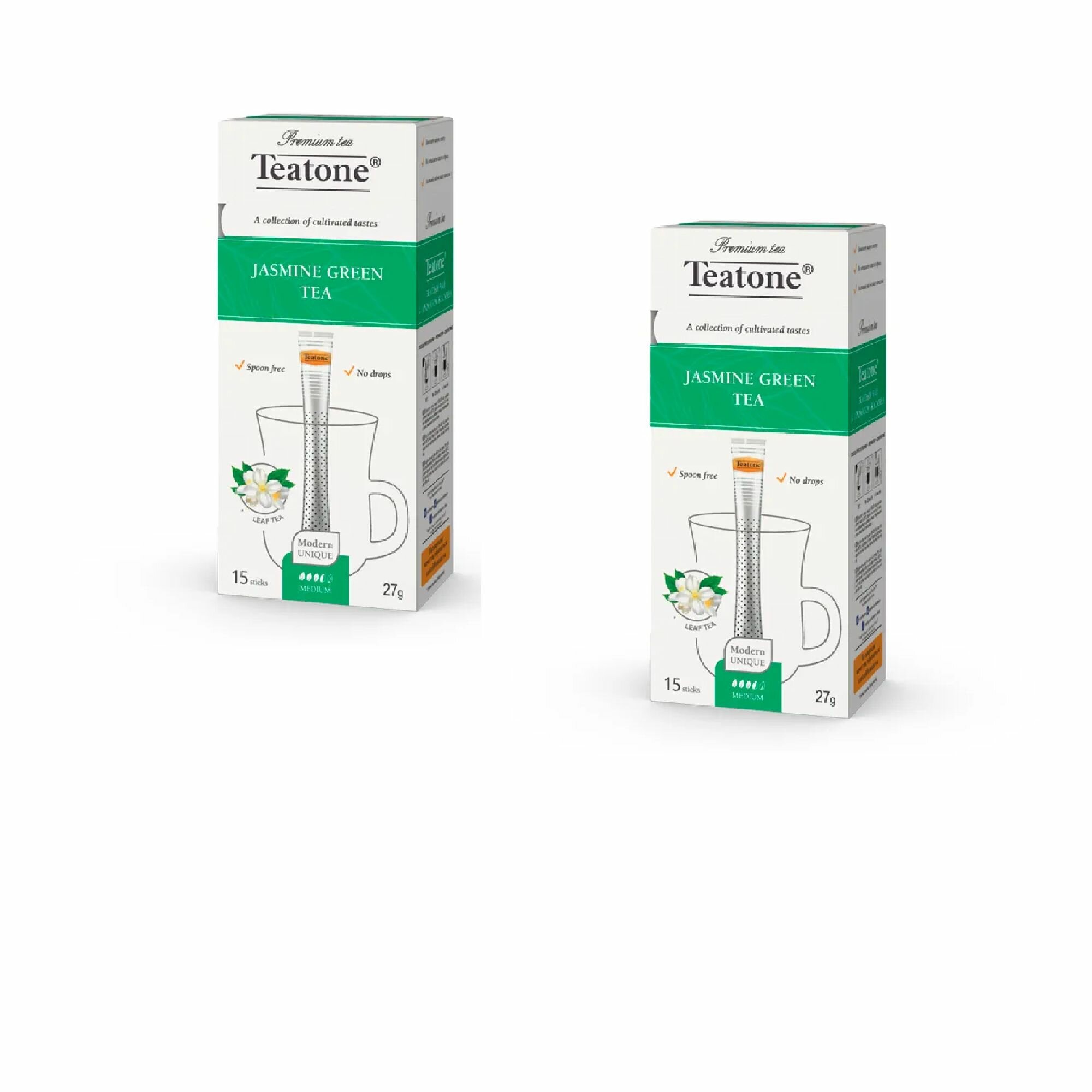 Teatone Чай зеленый с жасмином, 15 шт, 2 уп.