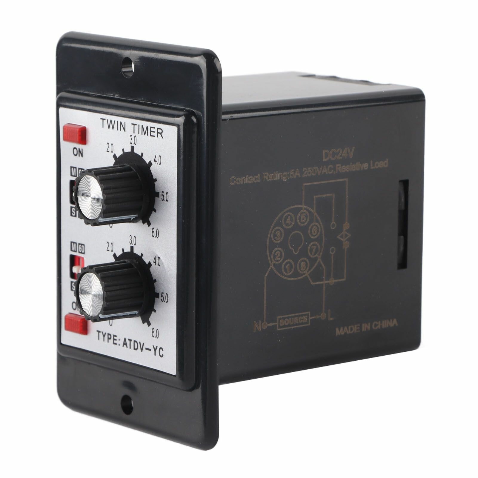 Таймер ATDV-YC 6-60мин, двойная ручка, DC24V