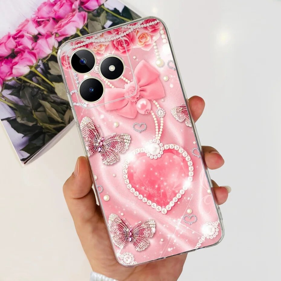 Розовый чехол для Realme Note 50 RMX3834, бордовый