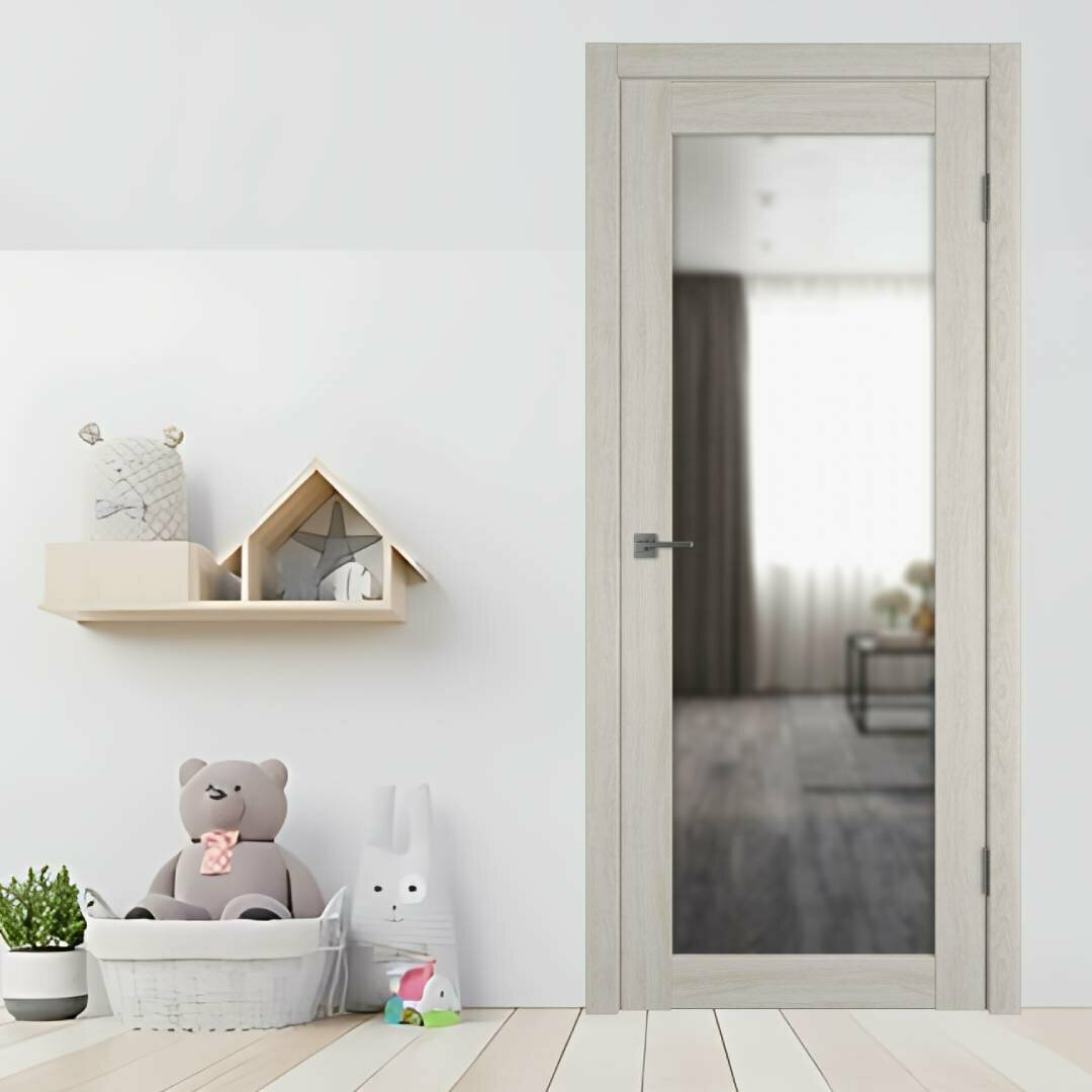 Межкомнатная дверь А32 800х2000 бежевая с зеркалом (комплект)