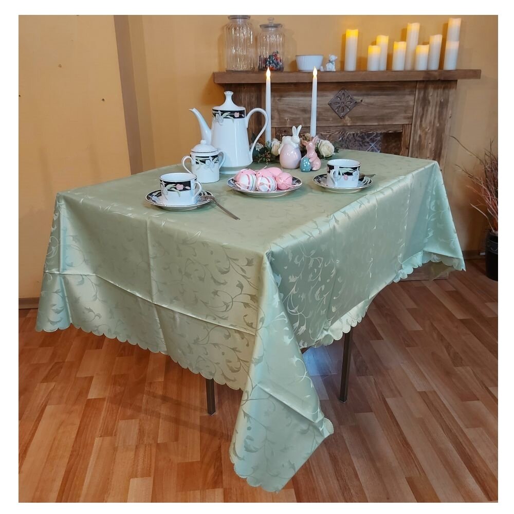 Скатерть на стол прямоугольная Santa Barbara T-30, водоотталкивающая с пропиткой, полиэстер, салатовая, 120x160 см