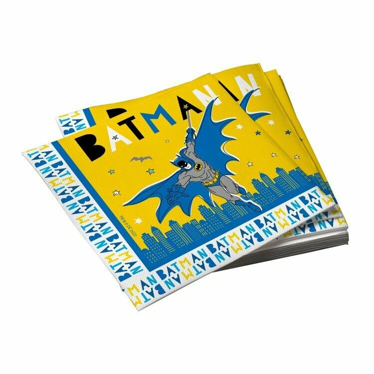 Салфетки бумажные ND Play "Batman", Трехслойные, желтые, 33х33 см, 20 шт (303414)