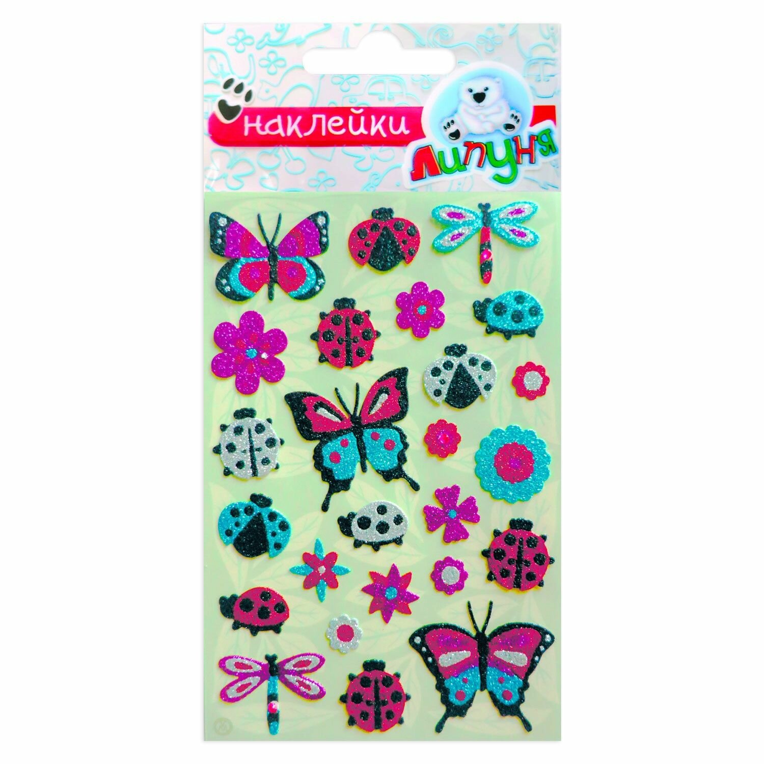 Наклейки Липуня "Блестящие Насекомые", с европодвесом (GS028)