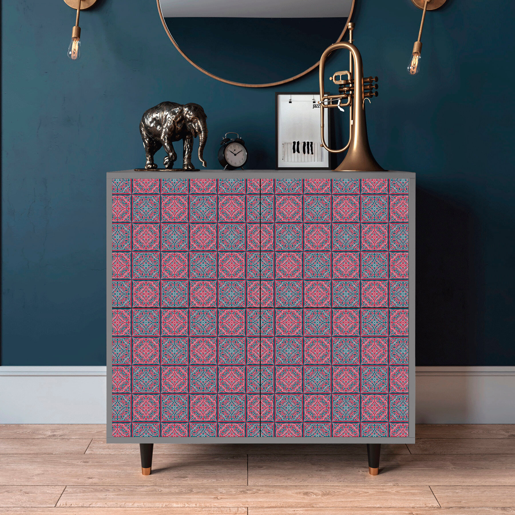 Комод - STORYZ - BS3 Riviera Mosaic, Размер - 94 x 96 x 48 см, Цвет корпуса - Серый