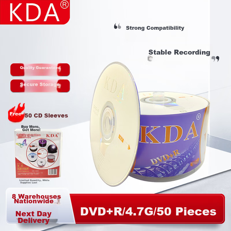 KDA DVD+R Jianjian Series 16x Speed 4.7GB Discs/Recordable Discs/Blank Discs/Recordable Discs/CDs, DVD Discs, Recordable Discs, Simple Packaging 50 Pieces