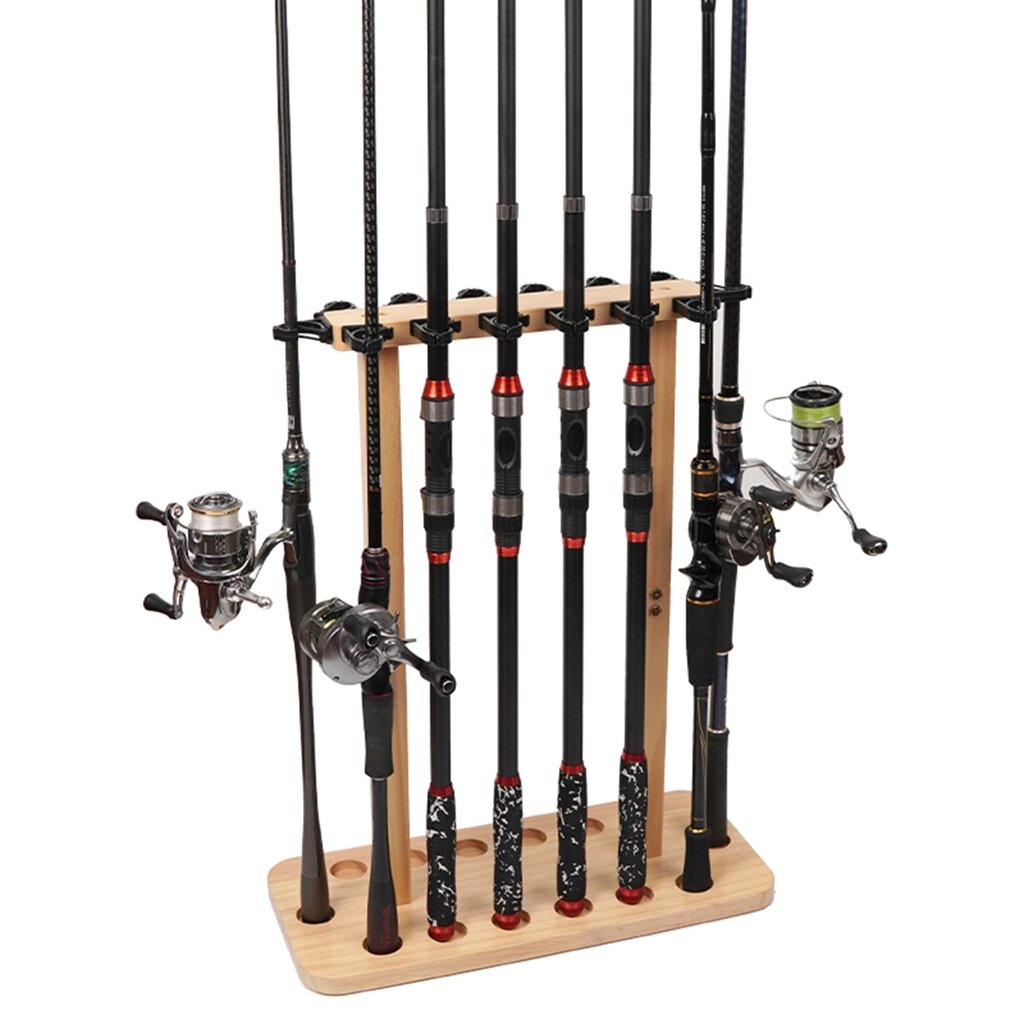 Массив дерева 8 14-позиционный напольный держатель для удочки-бревно-14-позиционный