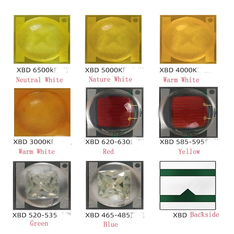 Светодиоды XBD 3W 2525 SMD, набор из 10 штук, нейтральный/природный/теплый белый, 465-485NM Blue