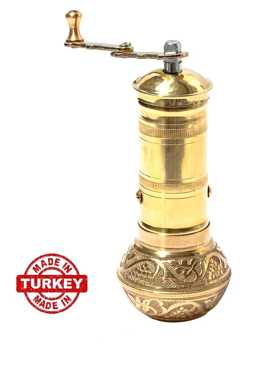 Ручная механическая кофемолка, латунная цвет "Золото" Арт. КС - 02
