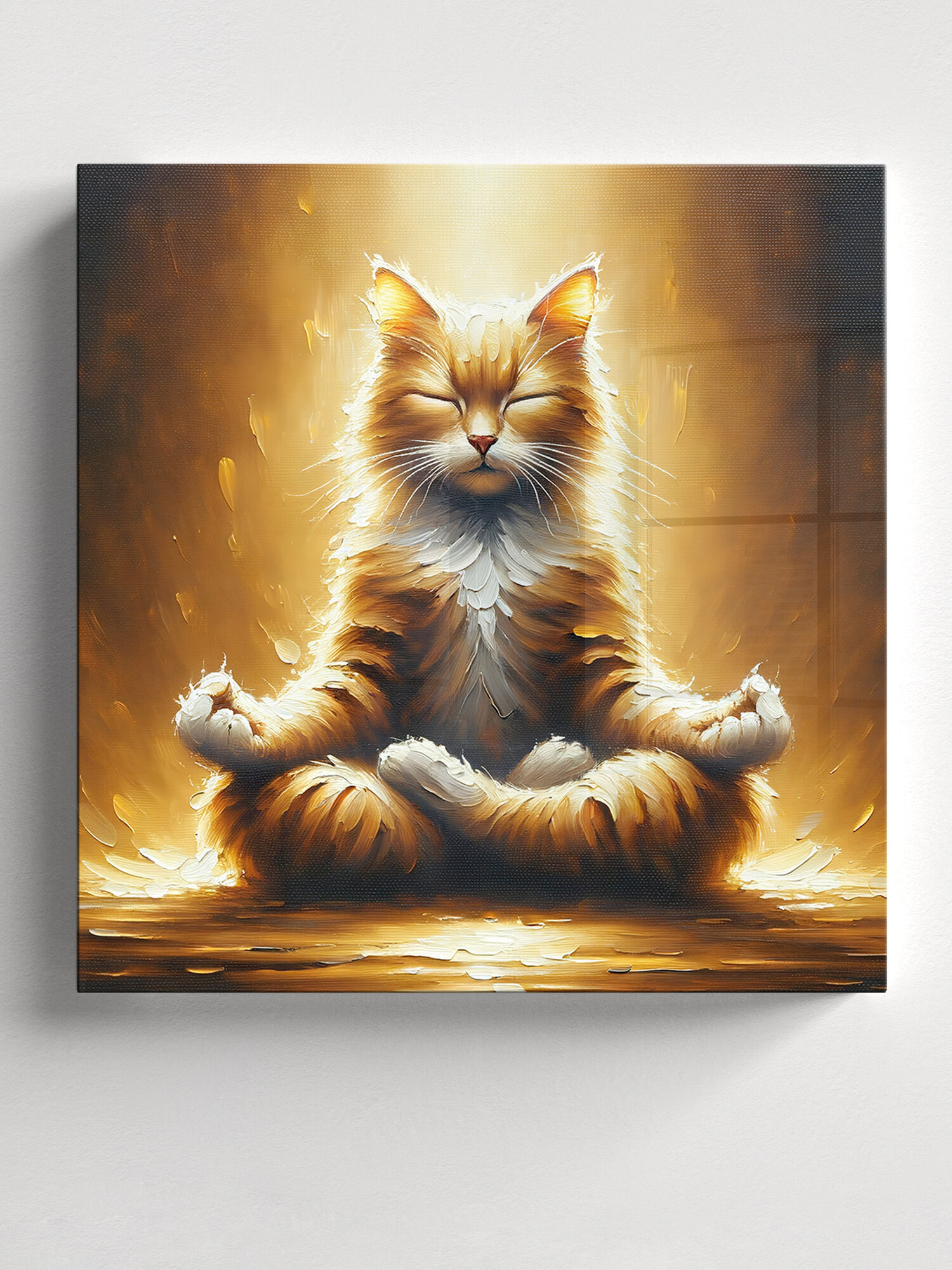 Картина Postermarket "Медитирующий кот" на стекле, 30 x 30 см.