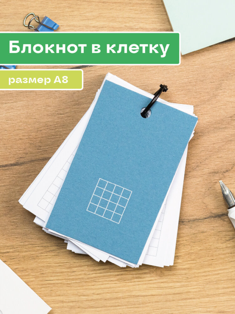 Блокнот на кольце Помидор, в клетку, А8 56х90 мм, синий, 100 листов
