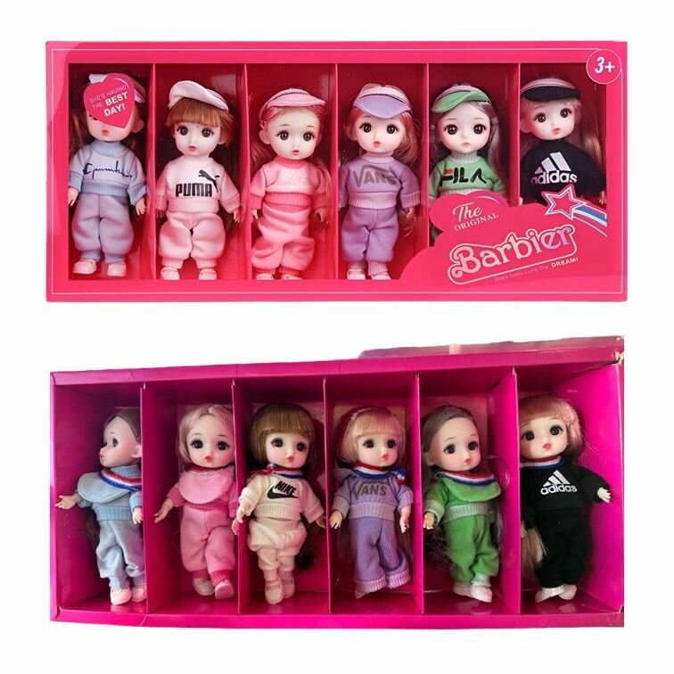 Набор Кукла для девочки 6шт ; детская игрушка пупс с одеждой 14см черный