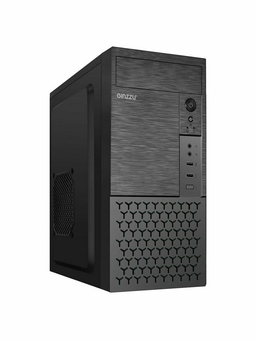 Корпус MiniTower Ginzzu B410, mATX, 2xUSB 2.0, черный, без БП, без вентиляторов (Ginzzu B410)