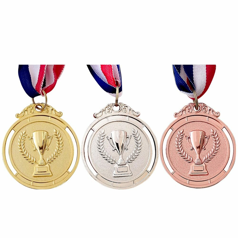 Медаль спортивная награда комплект Золото Серебро Бронза, 3 штуки
