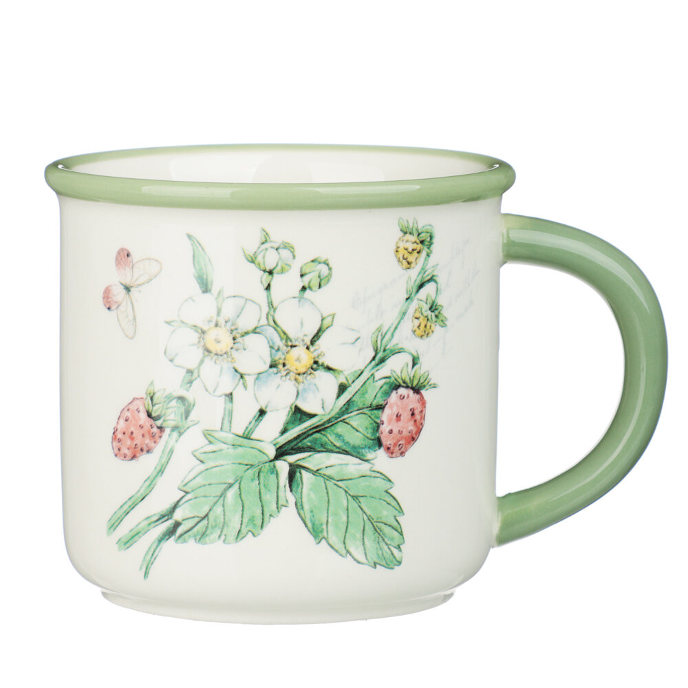 MILLIMI Земляника Кружка, 400мл, керамика, подарочная, зелёная