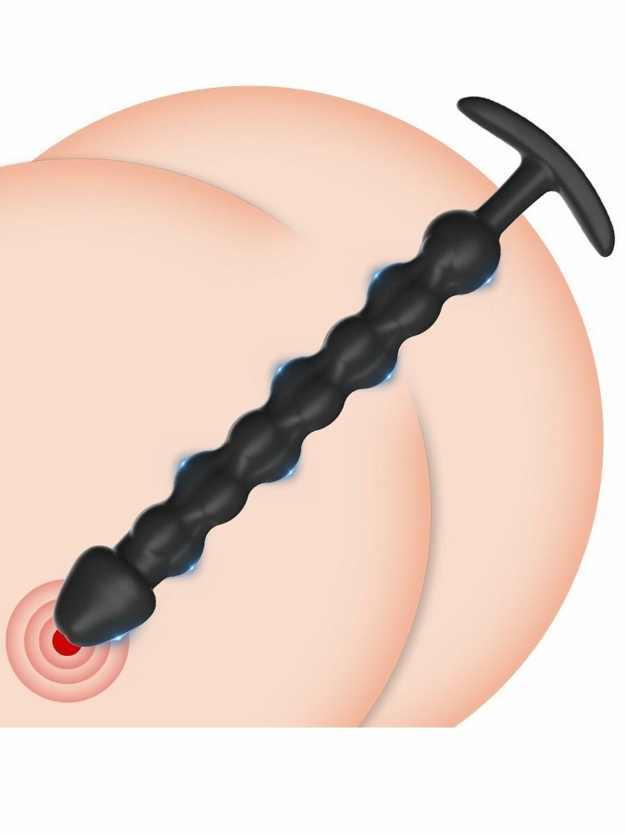 Большая анальная цепочка "BIG BLACK ANAL SILICONE MAMBA" 32см