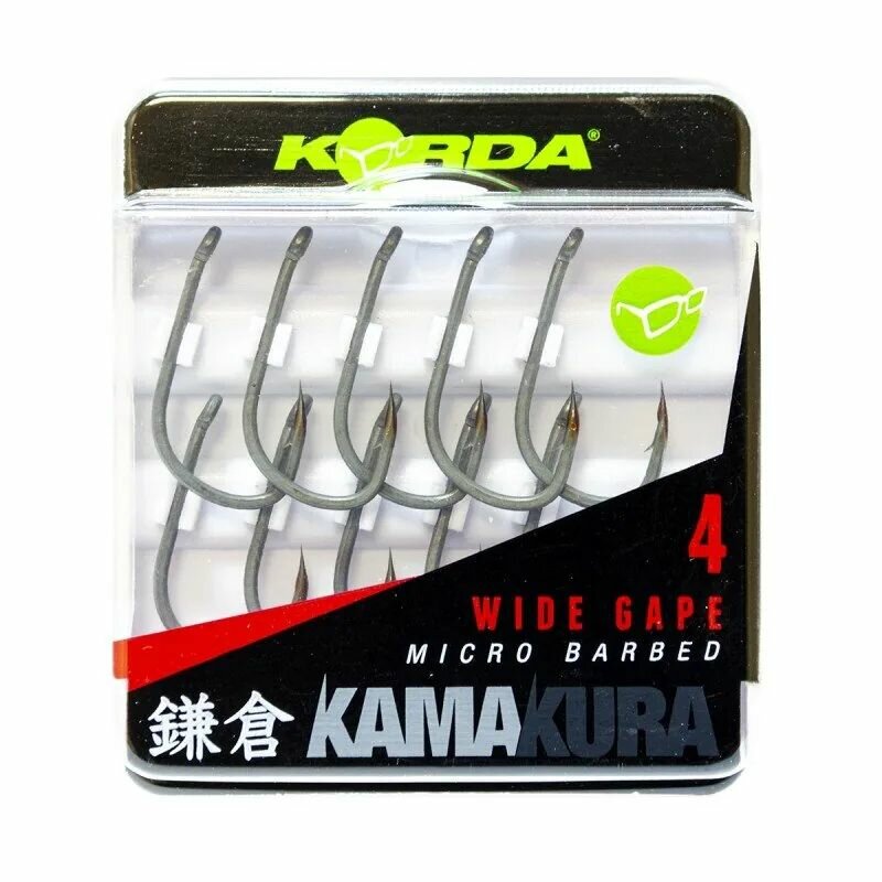 KORDA Крючок Kamakura Wide Gape 4 с бородкой 10шт