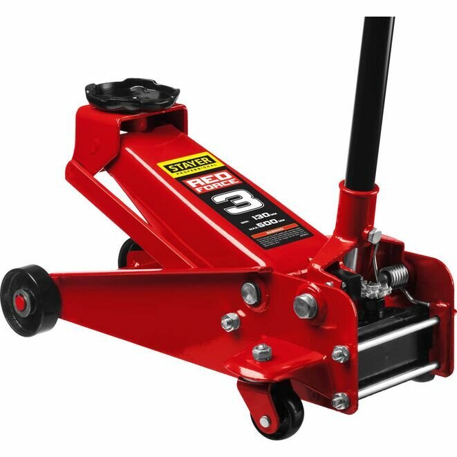 STAYER F-30 RED FORCE, 3 т, 130 - 350 мм, подкатной домкрат с высоким подъемом для СТО, Professional (43150-3)