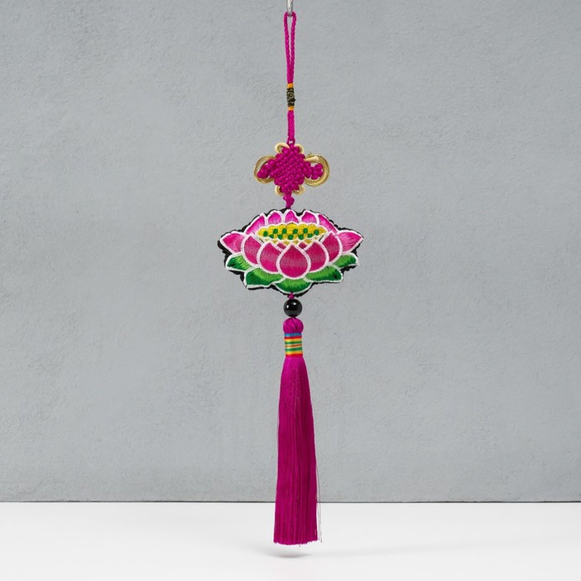 Подвеска Сима-ленд "Лотос", текстиль, ярко-розовая, 2x10x29 см