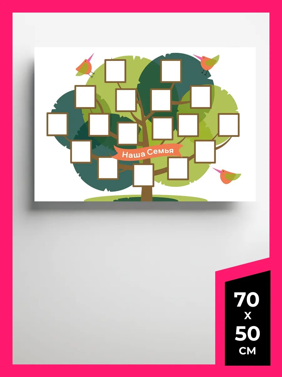 Плакат Семейное древо постер 24 A5070, матовая фотобумага премиум качества