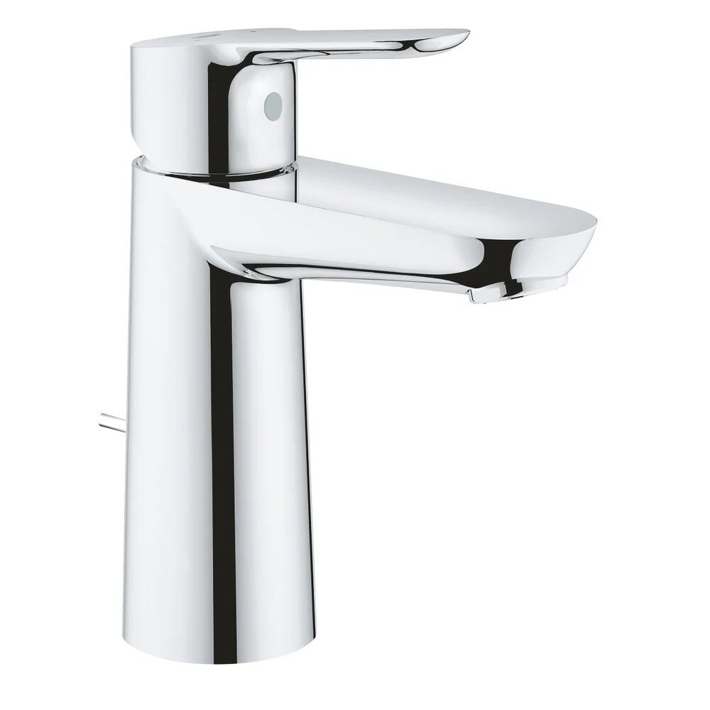 Смеситель для раковины Grohe BauEdge 23758000 хром, глянцевый, кран для ванной в раковину, из латуни, рычажный, с керамическим картриджем, с донным клапаном