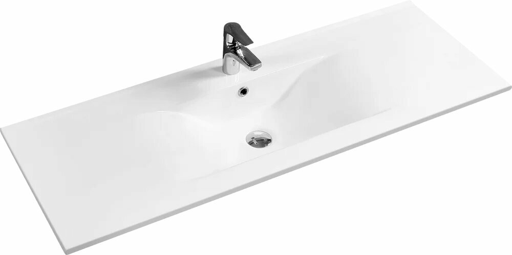 Мебельная раковина Sanvit 9120 D 121 фаянсовая, раковина для ванной, со сливом-переливом, белая, прямоугольная