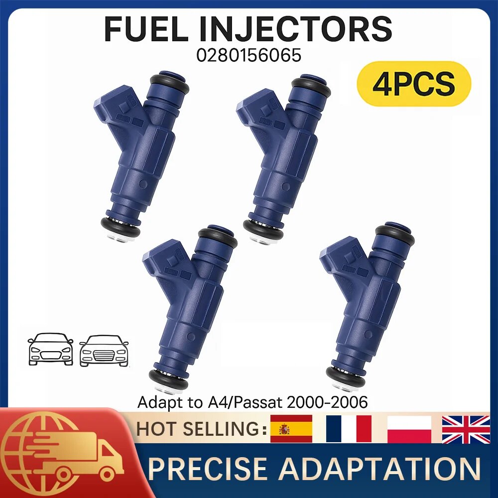 4 шт. топливные форсунки 0280156065 для Audi A4 A4 Quattro VW Passat 1.8L Turbo 2000-2006 OE 06B133551M, детали системы автоматической подачи топлива