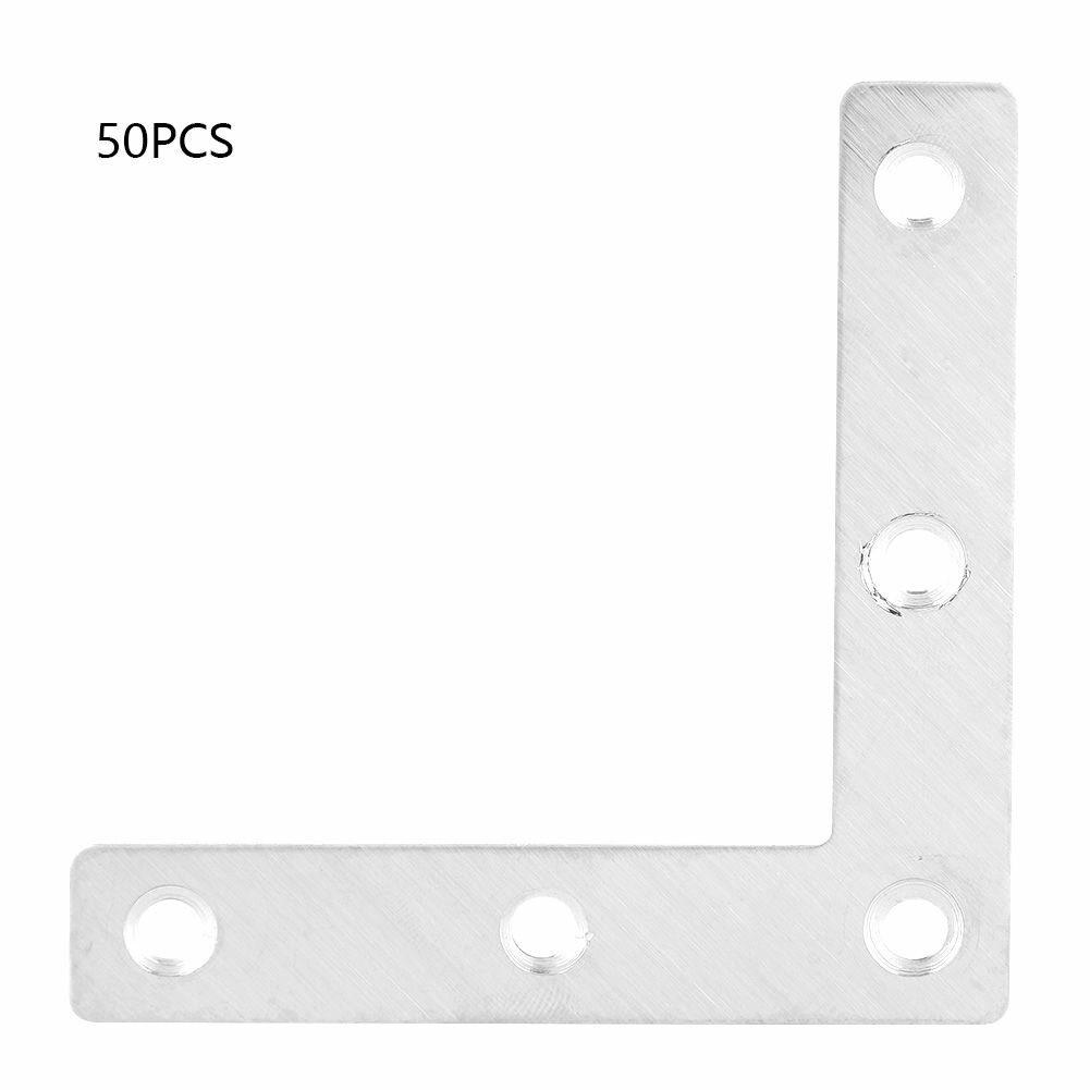 Пятьдесят L-образных соединителей из нержавеющей стали 80 мм для мебели