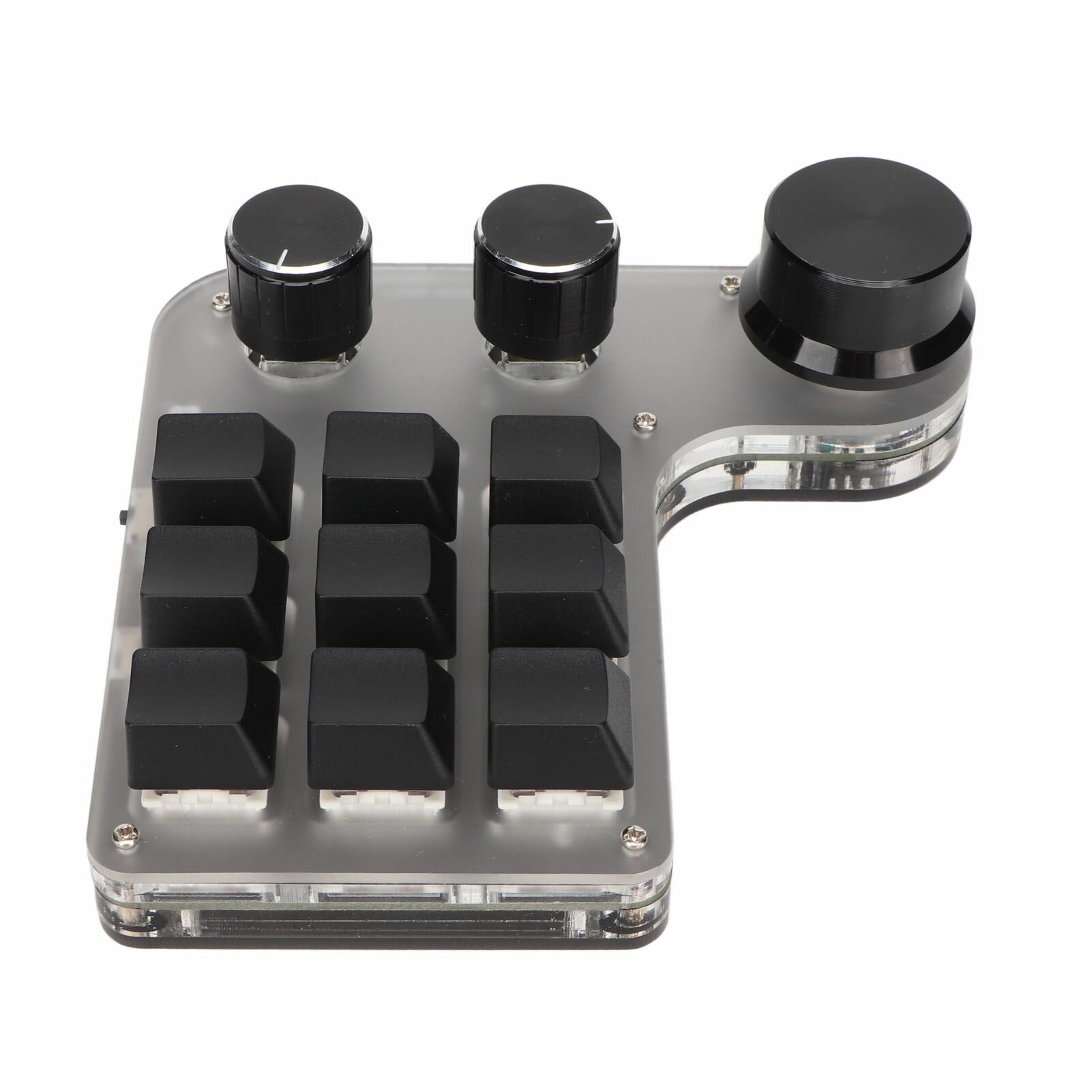 Мини-клавиатура на заказ, 9 клавиш, 3 ручки, программируемая RGB-подсветка, программная макро-клавиатура для компьютерного игрового программного обеспечения, черный