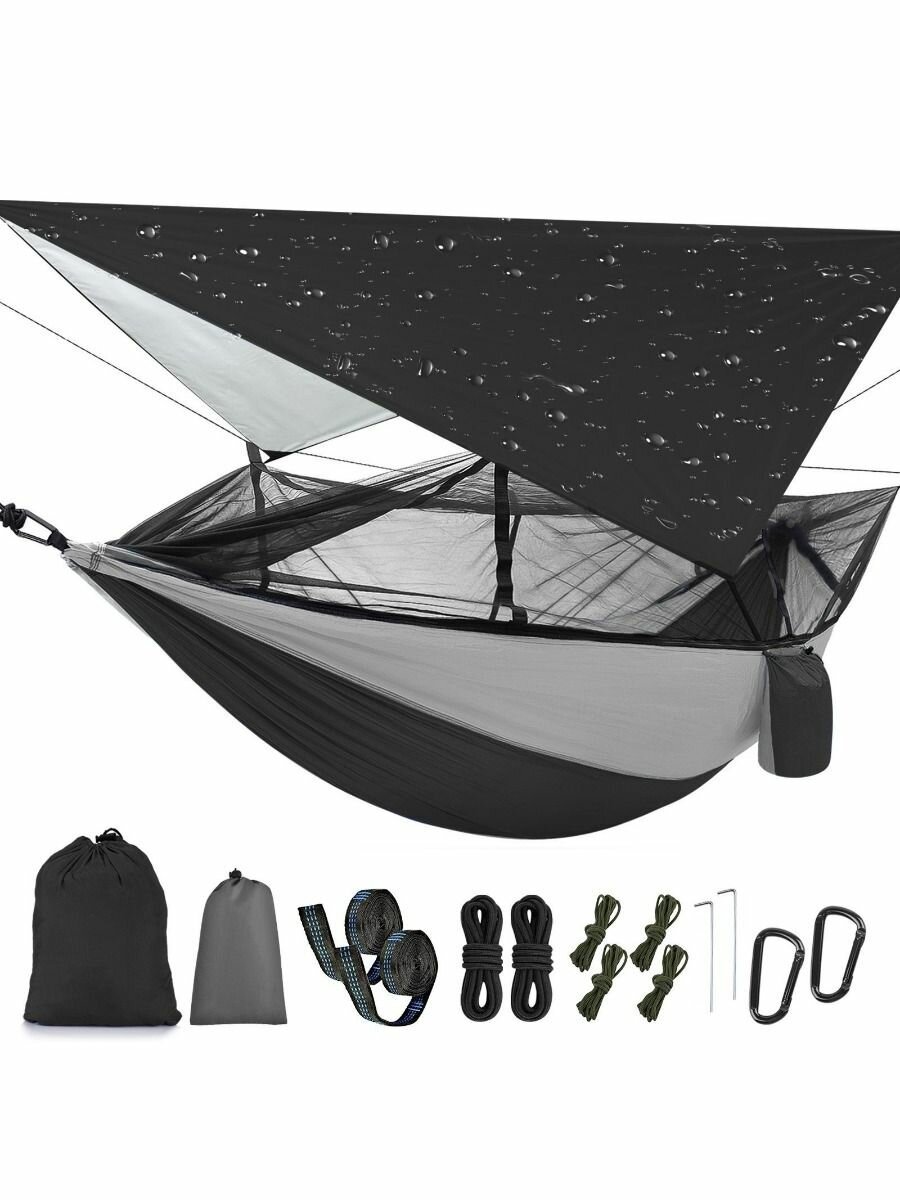 Гамак подвесной качели гнездо , с антимоскитной сеткой и Тент туристический , для пеших прогулок Путешествий на свежем воздухе Выживания на пляже на заднем дворе