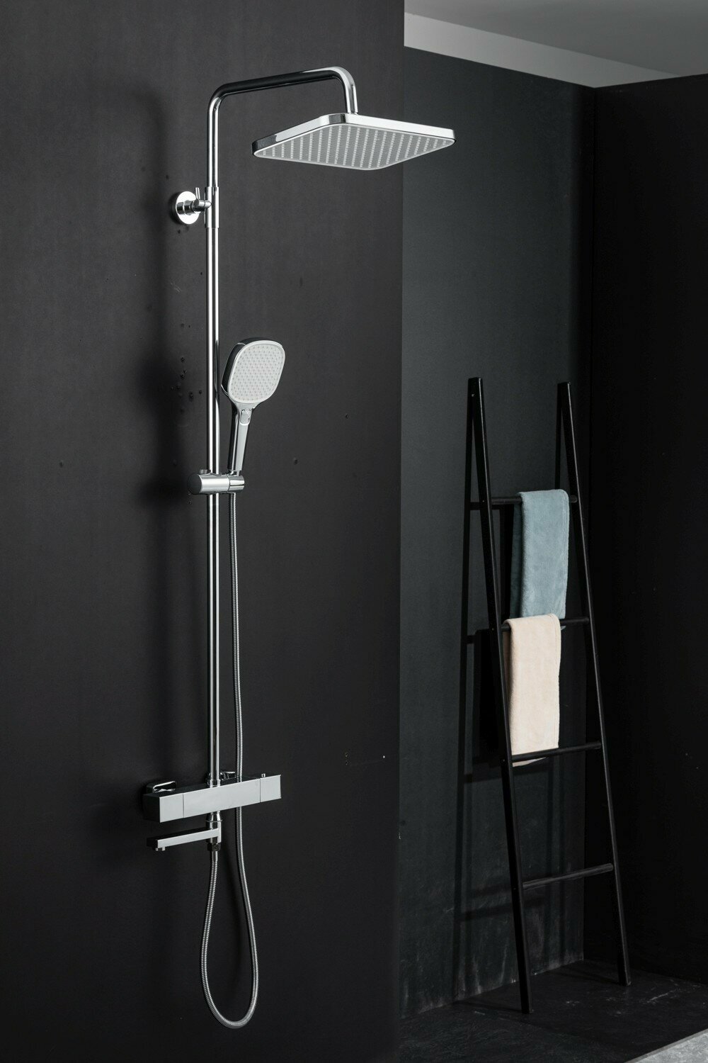 Душевая стойка для ванны FRAP F24557 цвет хром, с термостатом, латунь