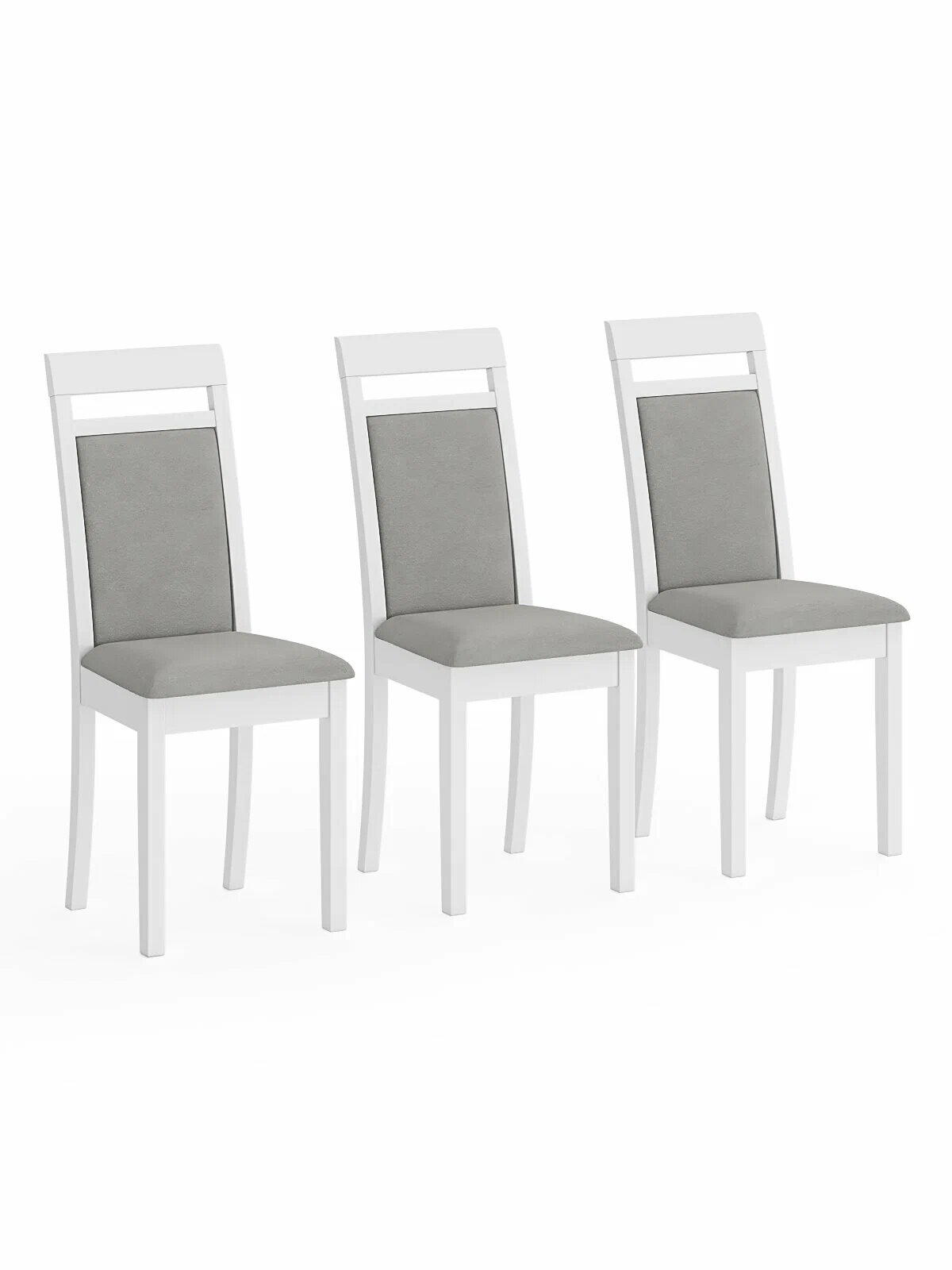 Стулья деревянные Гольф-12 комплект 3 шт. разборные цвет белый, обивка серый 63