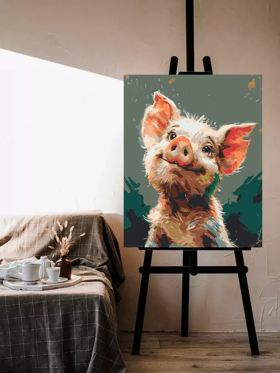 Картина по номерам Мультяшная Свинья Животное