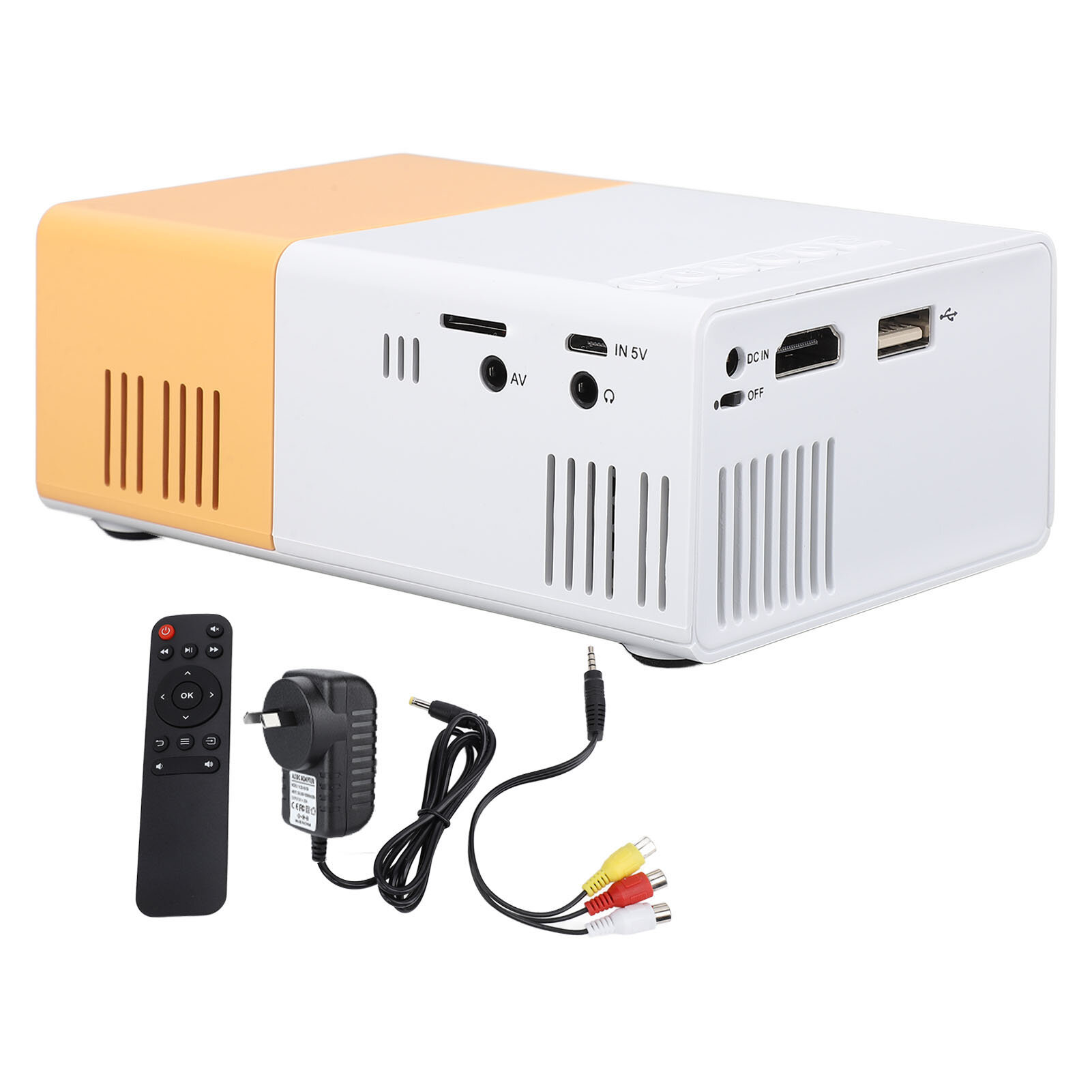 Небольшой проектор HD 1080p Portable Outdoor кинопроектор с динамиком для домашних развлечений, совместимый с USB AV-пультом дистанционного управления AU Plug 100-240V