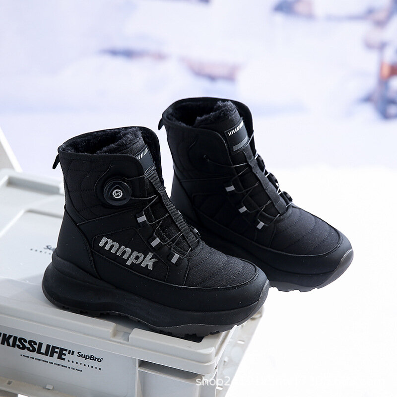 Зимние нескользящие зимние ботинки унисекс на средней подошве, черные, 41