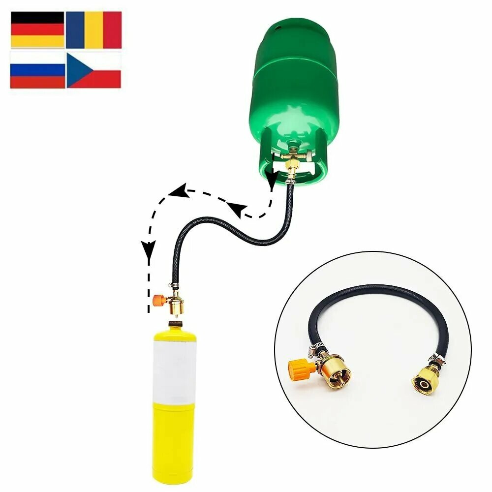 Комплект MAPP: клапан для подкачки шланг, все необходимое для безопасной работы с газом