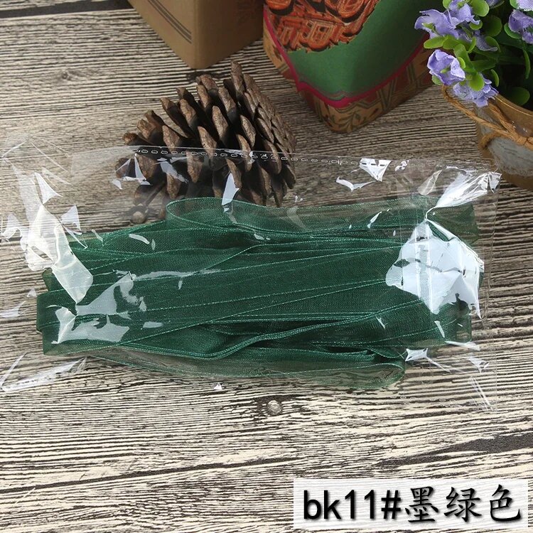 Мerylover шелковая лента органза 6/10 мм 10 м 6mm Organza, Blackish green