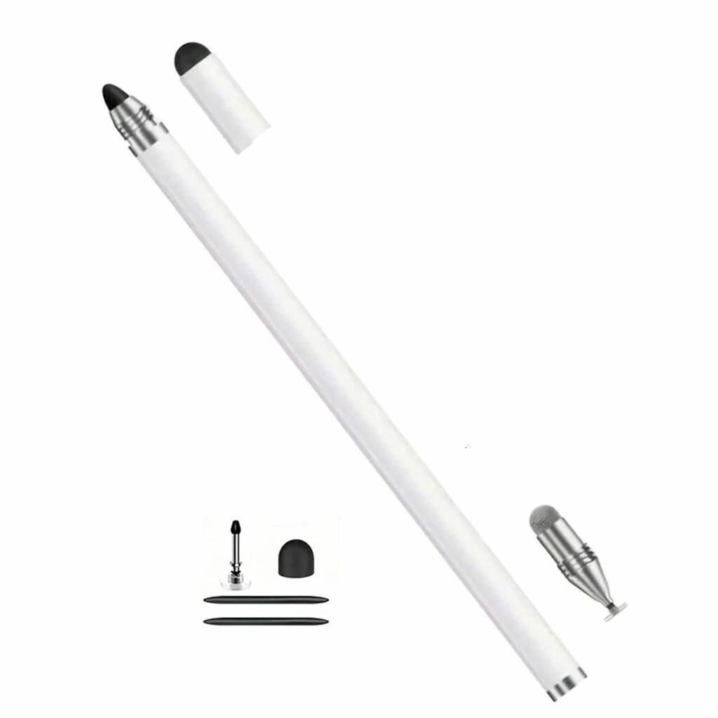 Стилус 4 в 1 для планшетов и телефонов Емкостный стилус для сенсорных экранов Рисование и письмо, Белый
