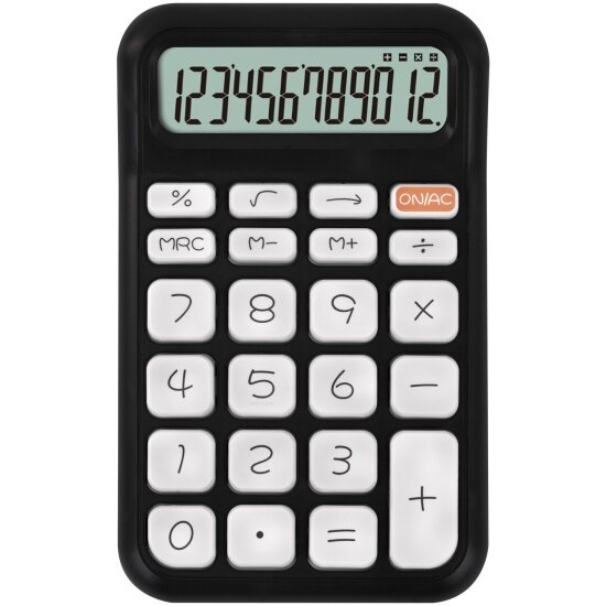Калькулятор настольный Brauberg KW-500-BK (93x148 мм), 3D-кнопки, 12 разрядов, черный, 272954