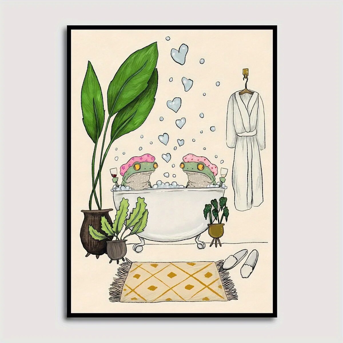 Абстрактная картина "Лягушка в ванной", 20x30 см, без рамы