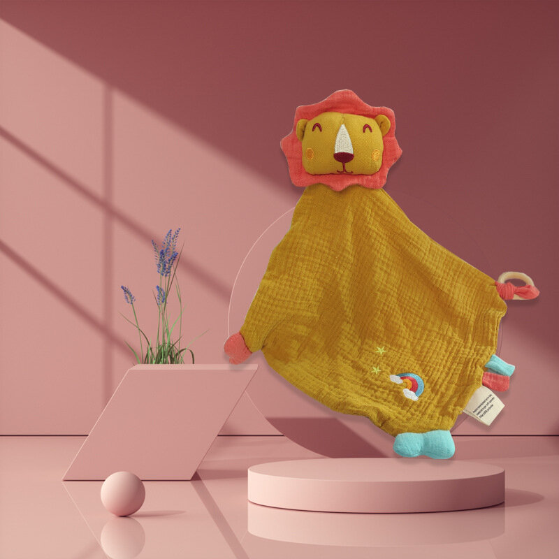 Детское полотенце Doudou этикетка может быть уговаривать спящую куклу Хлопок Квадратный шарф Лев_Соответствующая высота