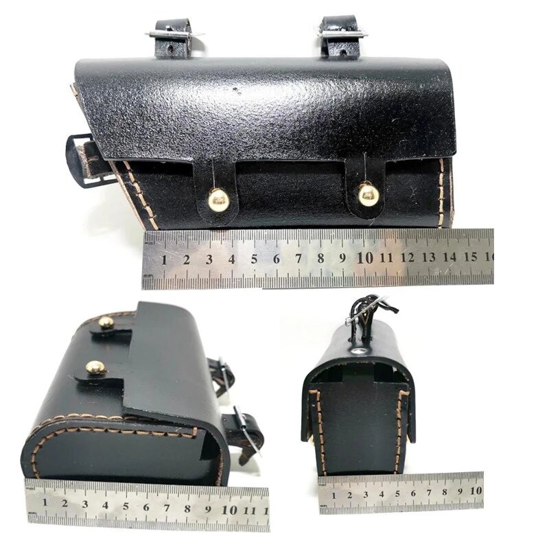 Ретро велосипедная подвесная сумка ручной работы из чистой воловьей кожи, седельная сумка, сумка на руль, велосипедное оборудование, коричневая чистая кожа, Q364 Black Q363